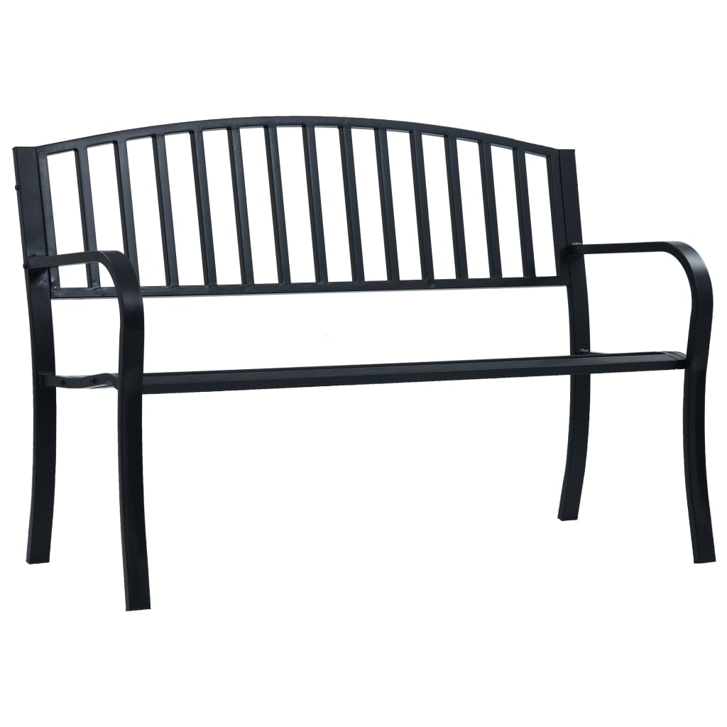 Banc de jardin meuble de patio d'extérieur terrasse 125 cm noir acier ...