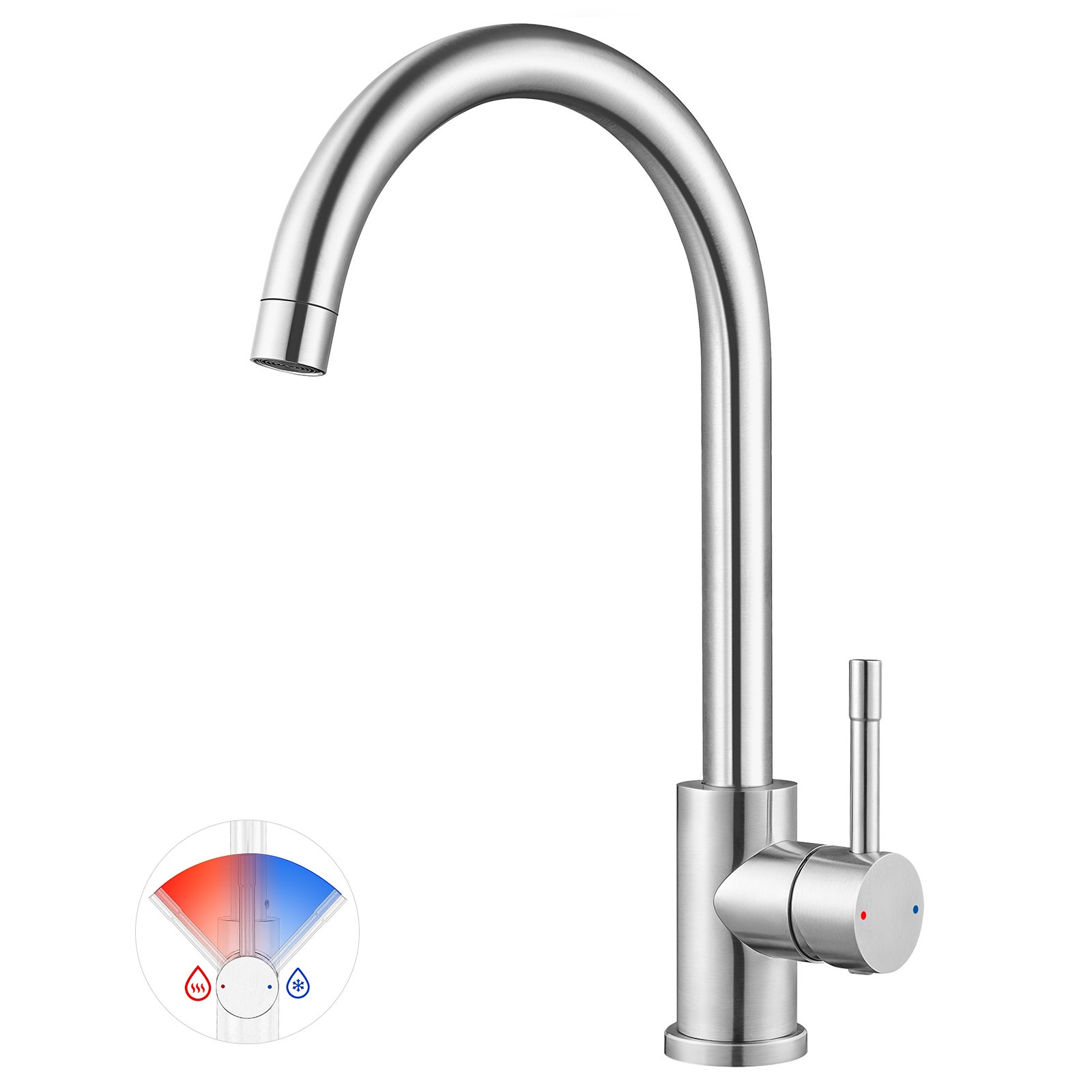 Mitigeur de Cuisine en Acier Inox , Robinet Évier à Eau Froide et ...