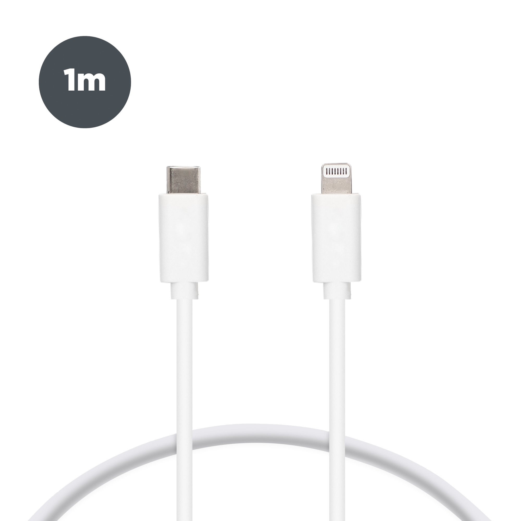 Cable de carga y datos USB-C a Lightning KSIX 20 W, Made For iPhone, 1 m, Blanco | Leroy Merlin