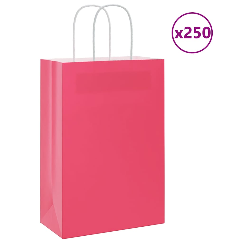 Sacs en papier kraft 250 pcs，Sacs kraft avec poignées rose 21x11x31 cm ...