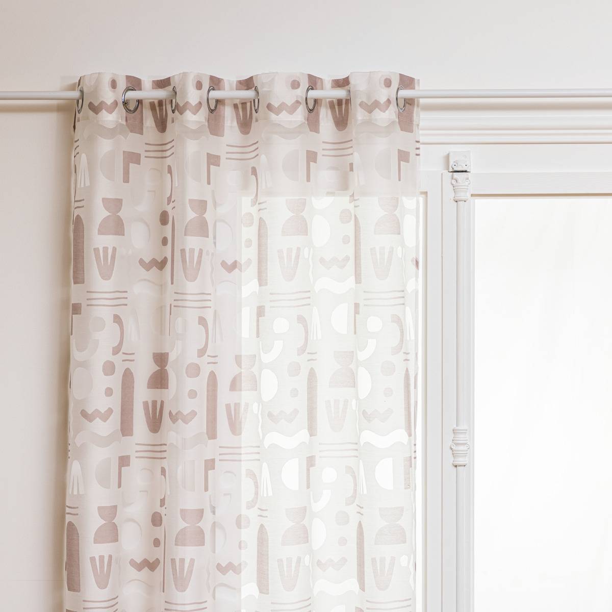 Voilage "Kumez" en viscose 140x240cm beige imprimé abstrait ...