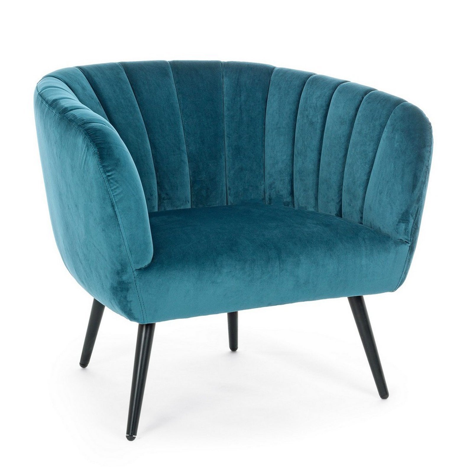 Fauteuil velours Fauteuil Avril Bleu Paon Effet Velours | Leroy Merlin