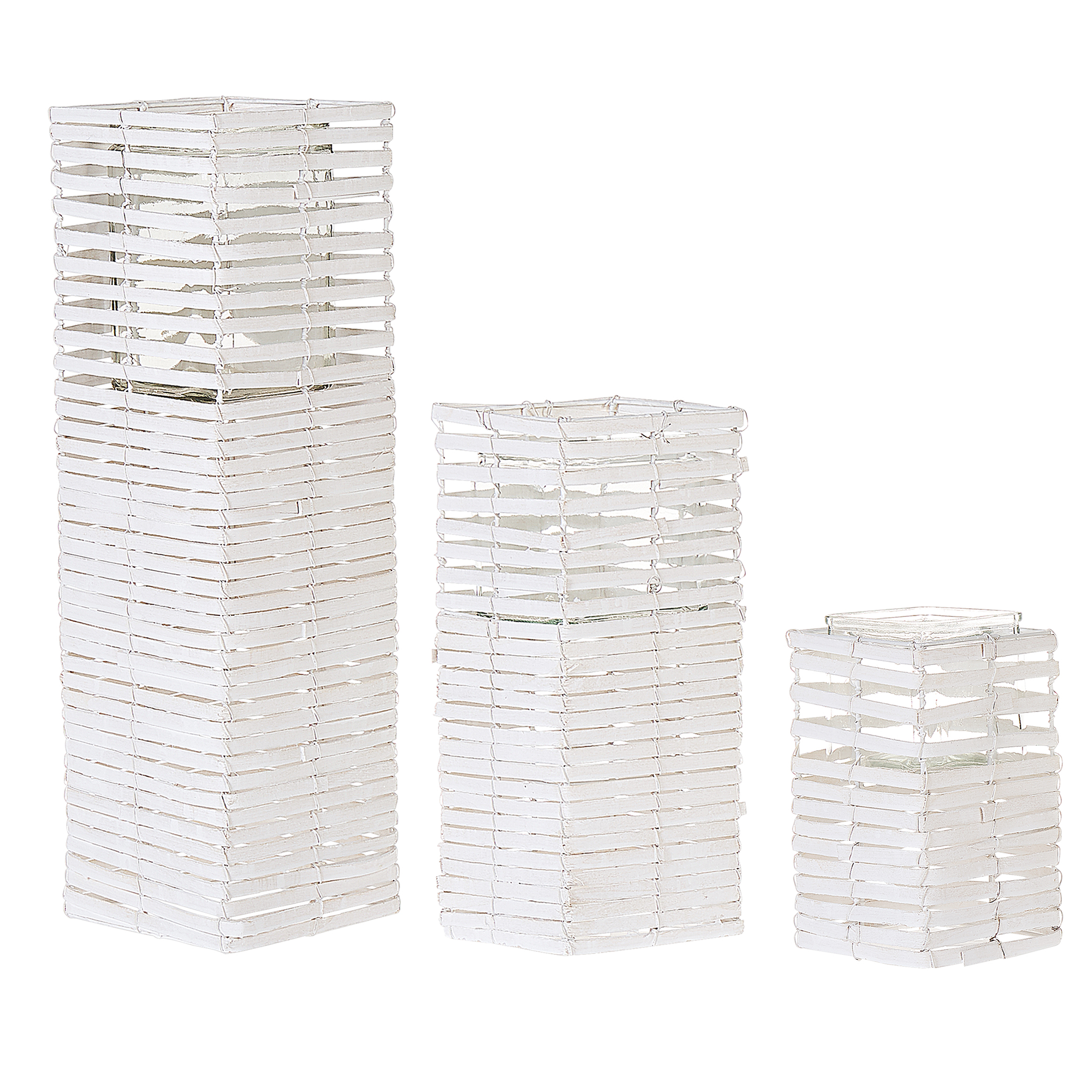 Beliani Conjunto de 3 candeleros MAROLA 54/34/20 cm Blanco | Leroy Merlin