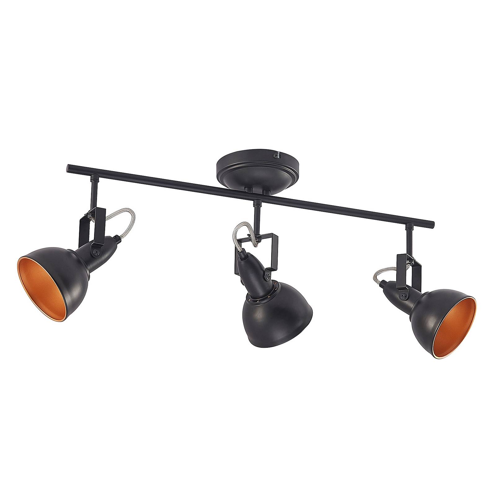 Lindby Morgana foco, negro-oro, 3 luces, foco empotrado, lámpara de ...