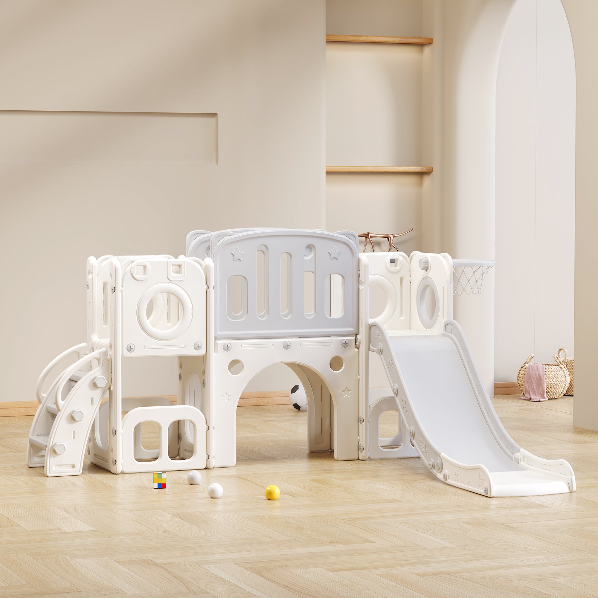 Toboggan pour enfants 6 en 1 - composé d'un toboggan, d'un panier de ...
