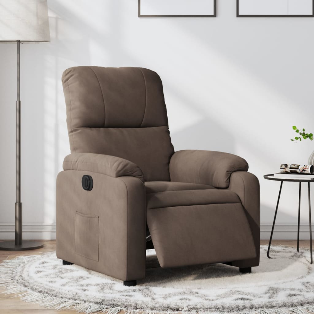 Sillón reclinable eléctrico marrón tela microfibra | Leroy Merlin