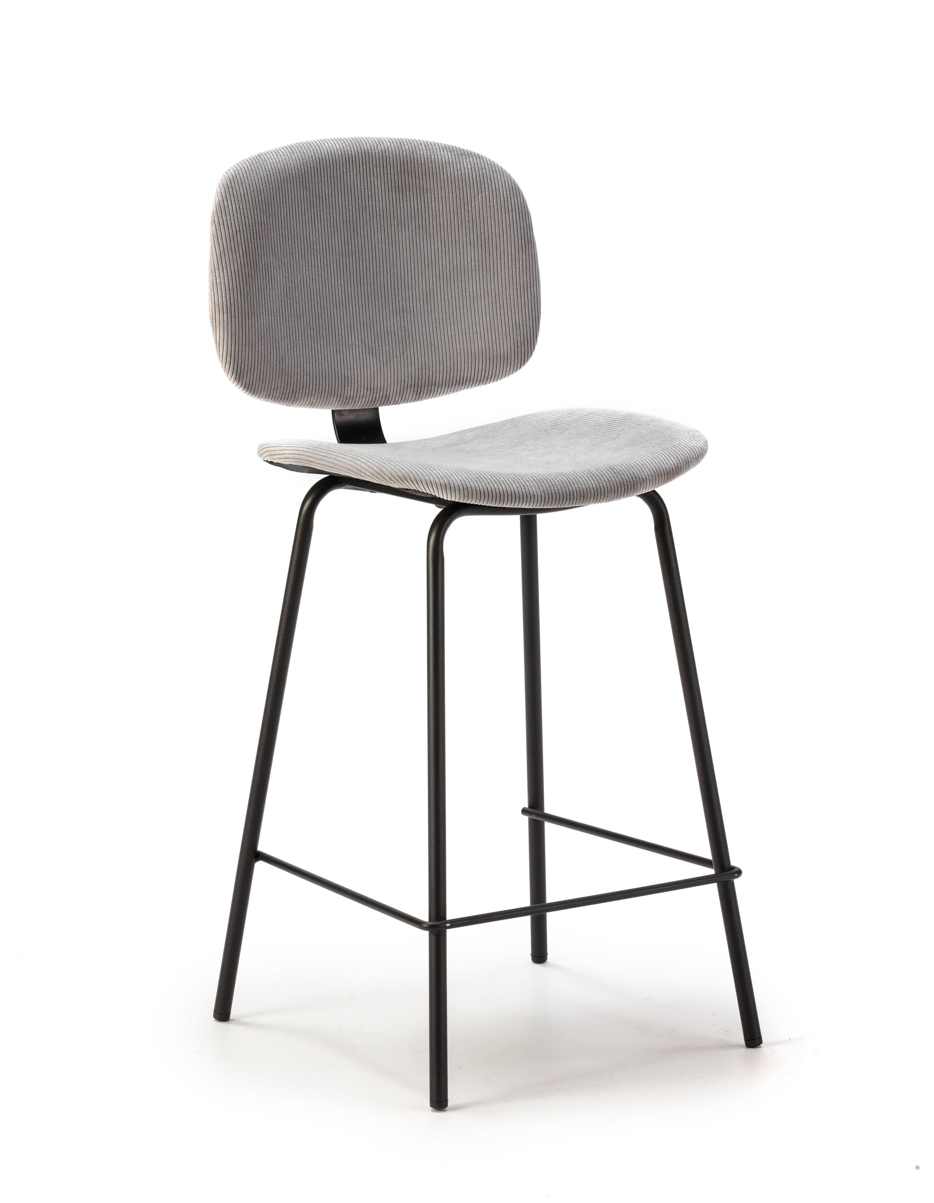 Lot de 2 tabourets en velours côtelé et métal noir 44x51 h98 cm | Leroy ...