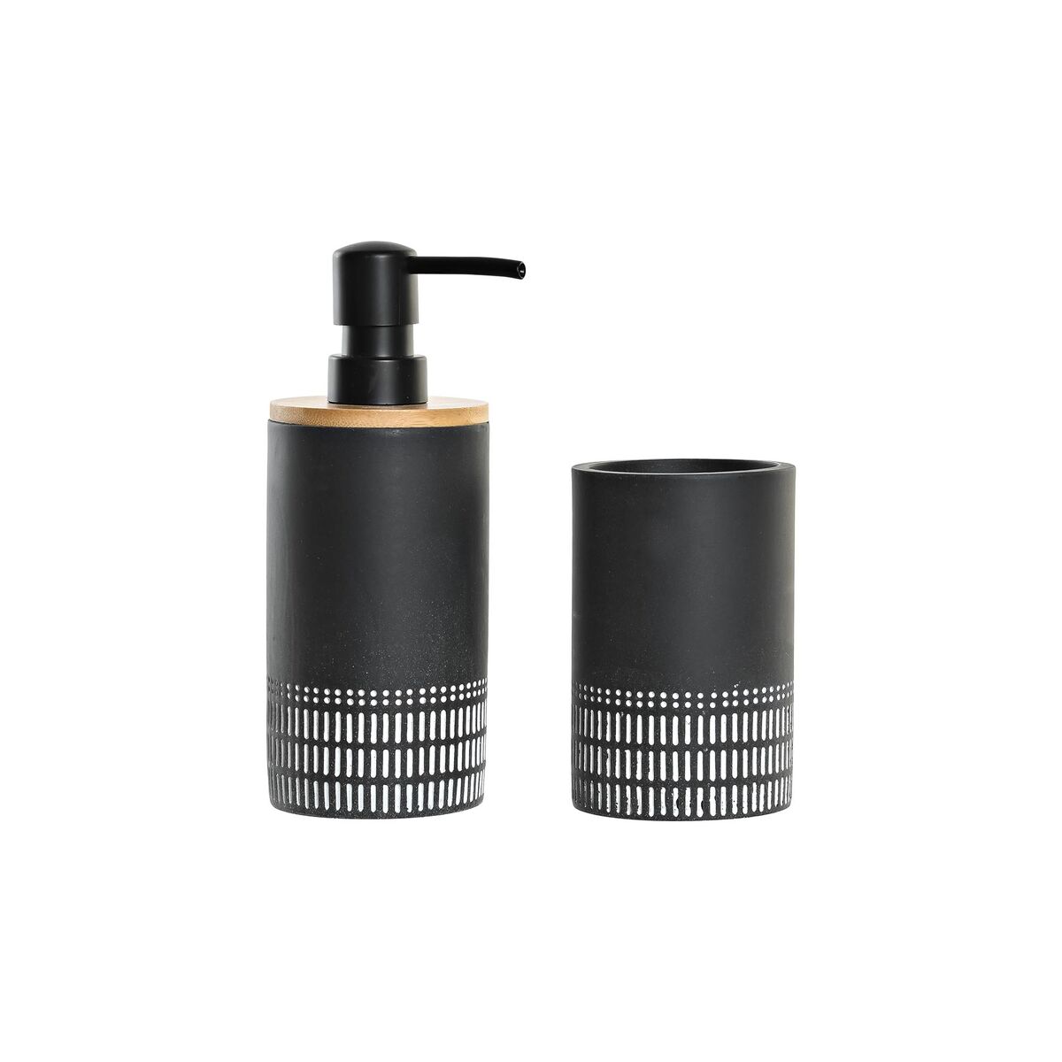 Set de Baño DKD Home Decor 7 x 7 x 18 cm Natural Resina Gris oscuro ...