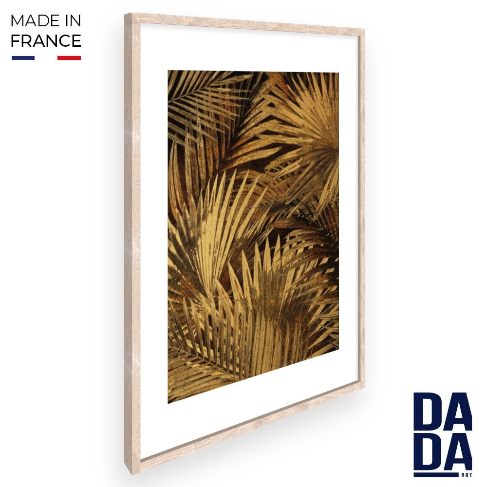 Image encadrée avec cadre CHÊNE / 50x70cm / Feuillage doré raffiné ...