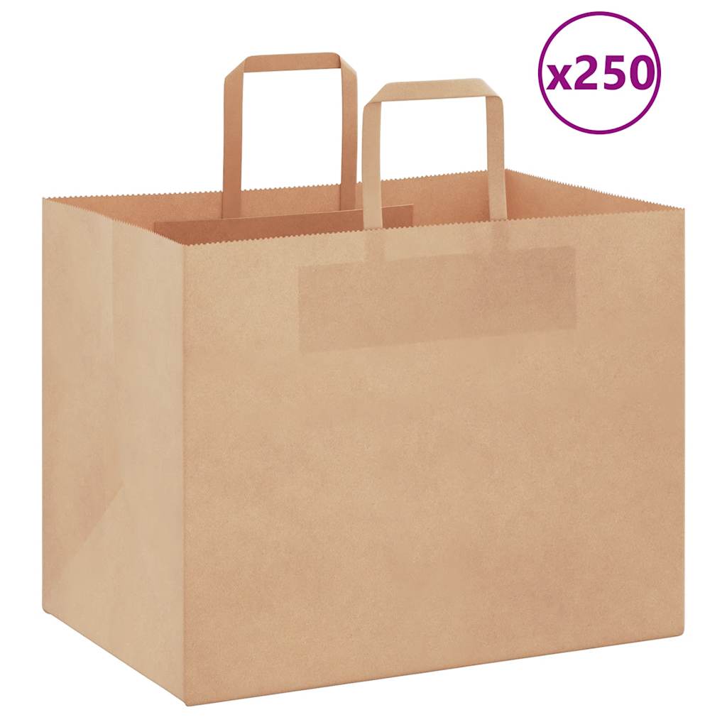 Sacs en papier kraft 250 pcs，Sacs kraft avec poignées marron 32x22x24 ...