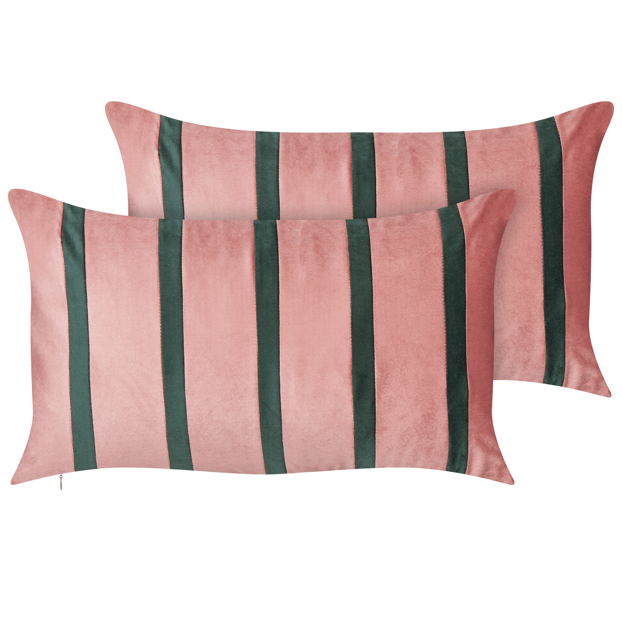 Beliani Conjunto de 2 cojines A rayas CRODYLINE Terciopelo 35 x 60 cm ...