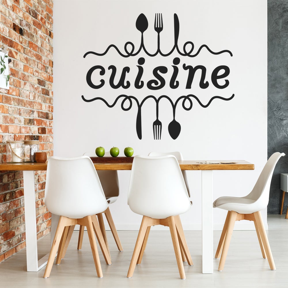 Sticker Mural - Cuisine Couverts - Noir - 177x228 cm | Leroy Merlin