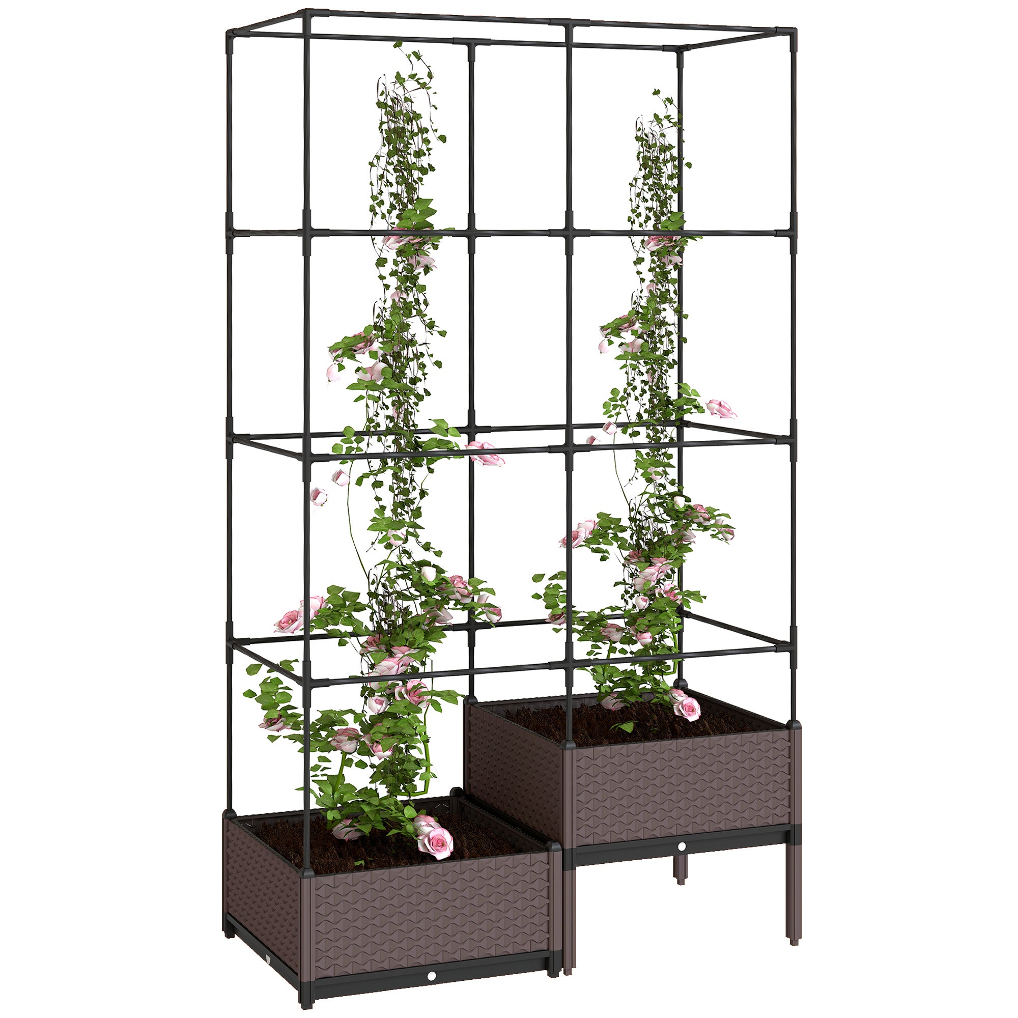 Jardinera con Enrejado Metálico 100x50x174cm - 2 Cajas PP con Drenaje ...