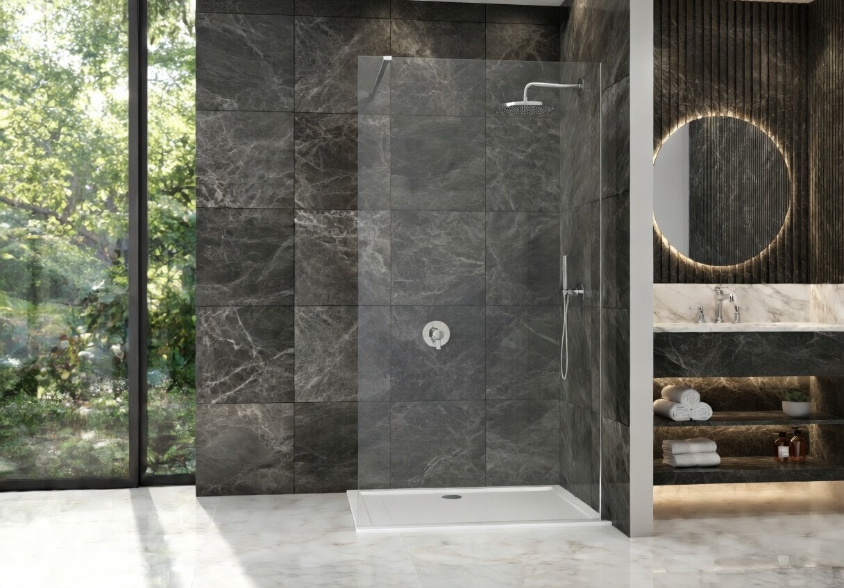 Doccia Walk-in 120cm H 200cm cristallo temperato trasparente 8mm ...