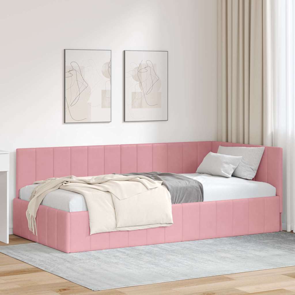 Cornice del letto ad angolo Rosa 90 cm x 200 cm Velluto vidaXL | Leroy ...