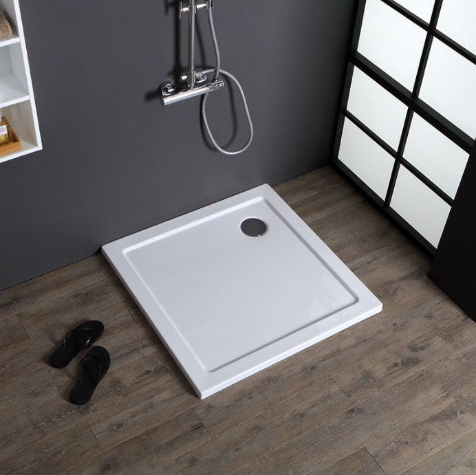 Plato de ducha de resina cuadrado 80x80 borde bajo slim 3cm ultra ...