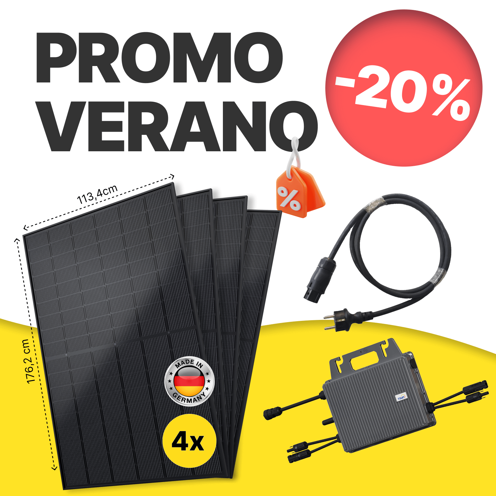 Robinsun®️ Kit solar Plus 2000 Wall | 4x 450 Wp Panel solar Solar ...