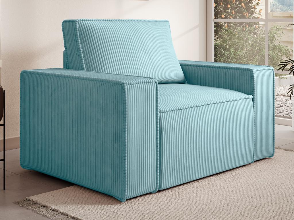 Sillón de pana turquesa AMELIA | Leroy Merlin