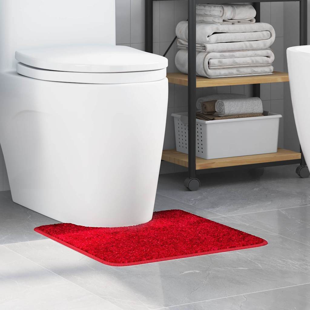 Alfombra antideslizante para baño con corte para inodoro Rojo vidaXL ...