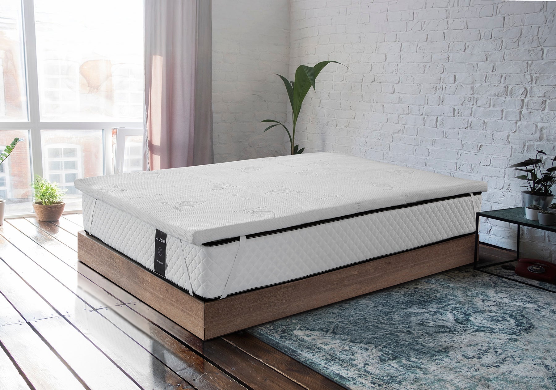 Topper viscoelástico 190x190 cm - Altura +/- 5 cm - Funda extraible de ...