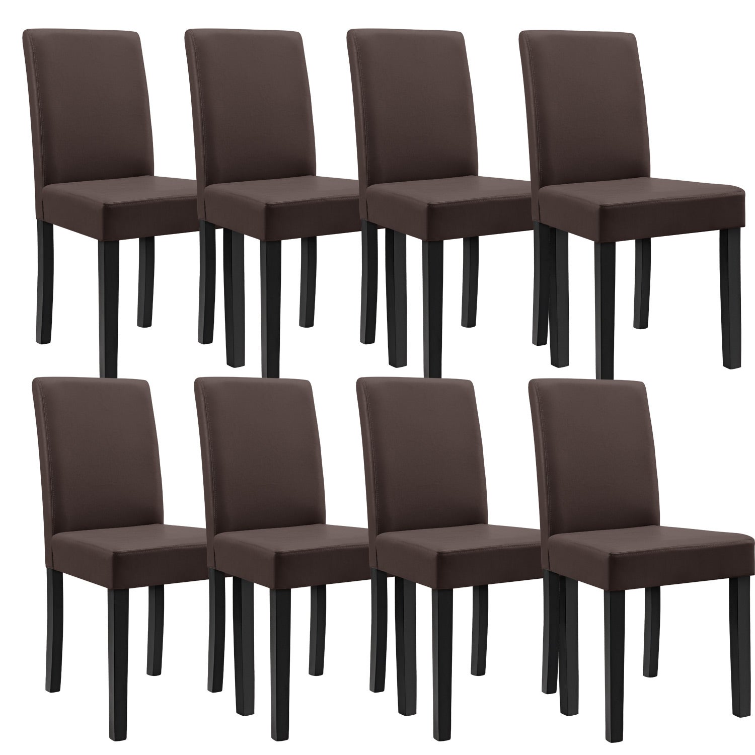 Kit de 8 Chaises rembourées Bois Cuir-synthétique 90x42x48 cm marron ...