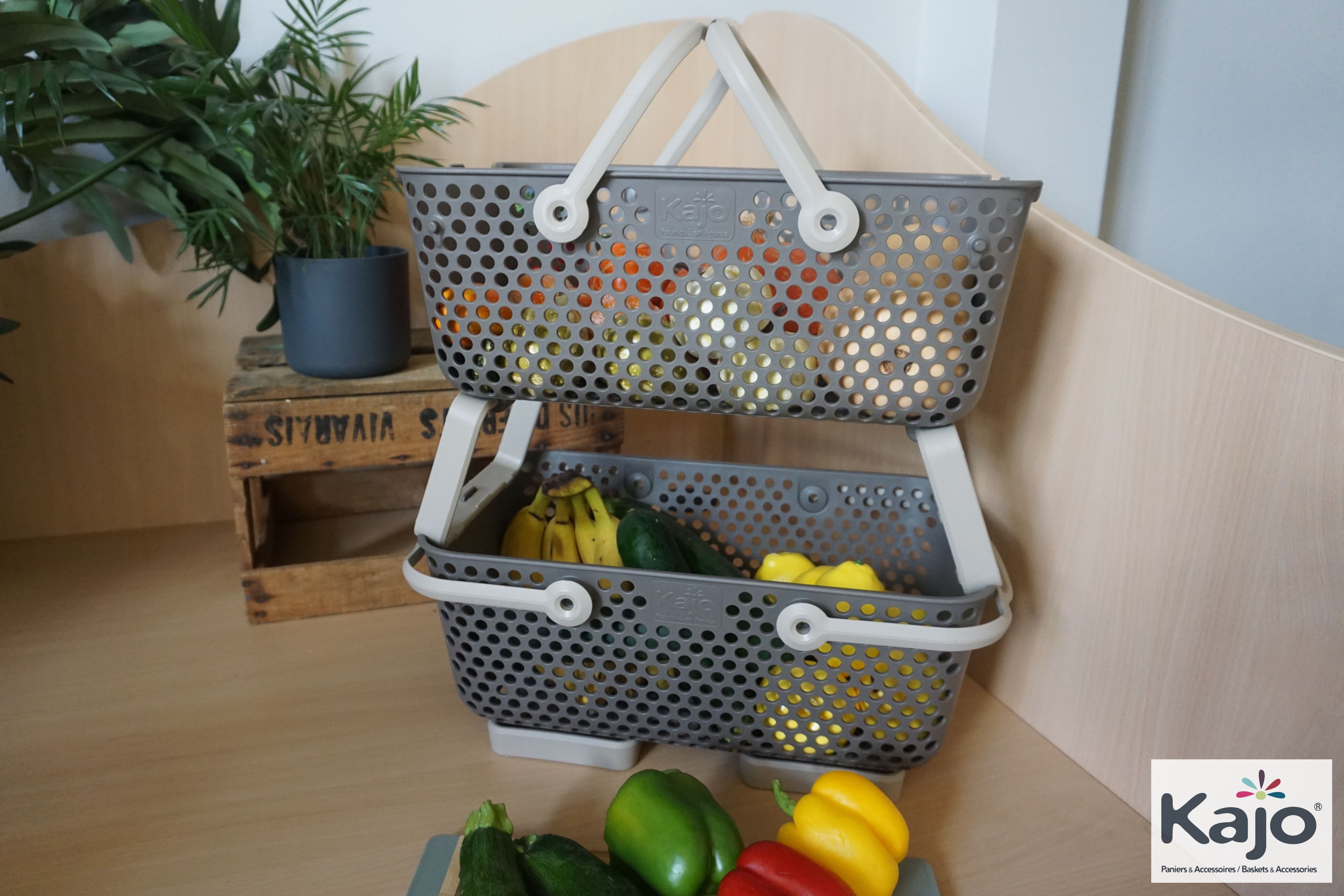 Lot de 2 paniers Kajo 15L Vert Olive / Vert Amande | Leroy Merlin