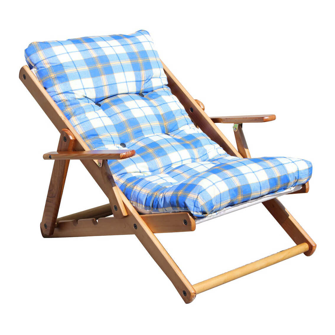 Sillón de madera regulable en 3 posiciones con cojín Erik - Rojo ...