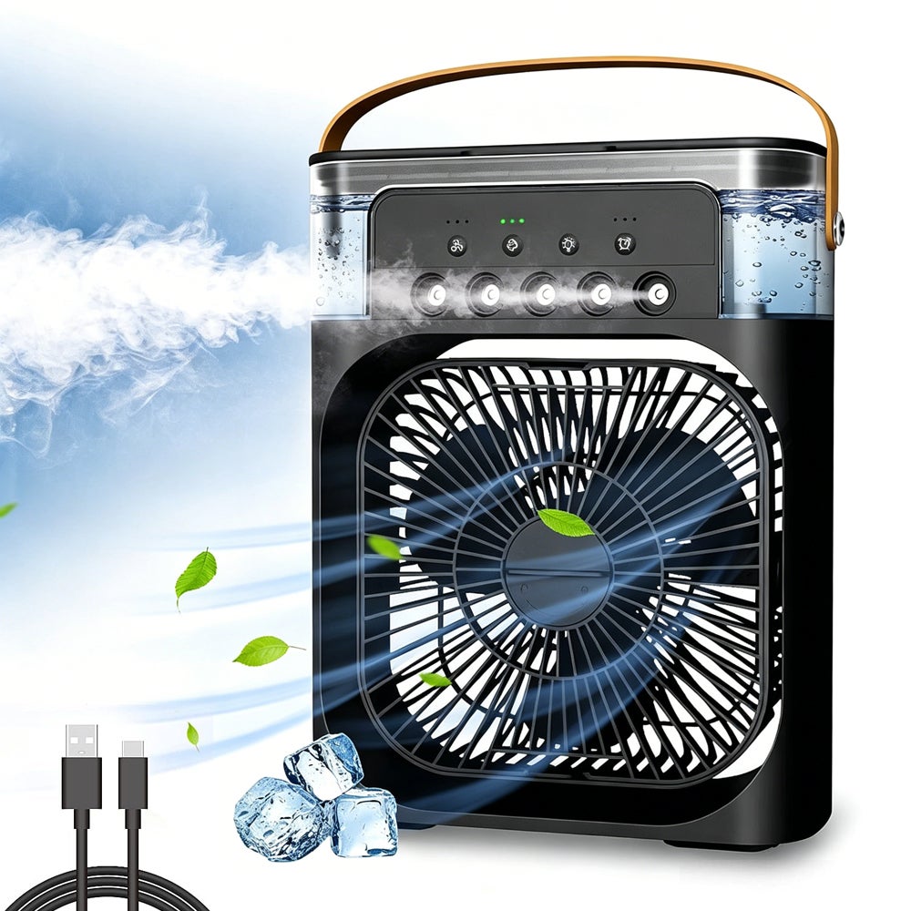 Ventilador de aire acondicionado portátil, mini enfriador con luces LED ...
