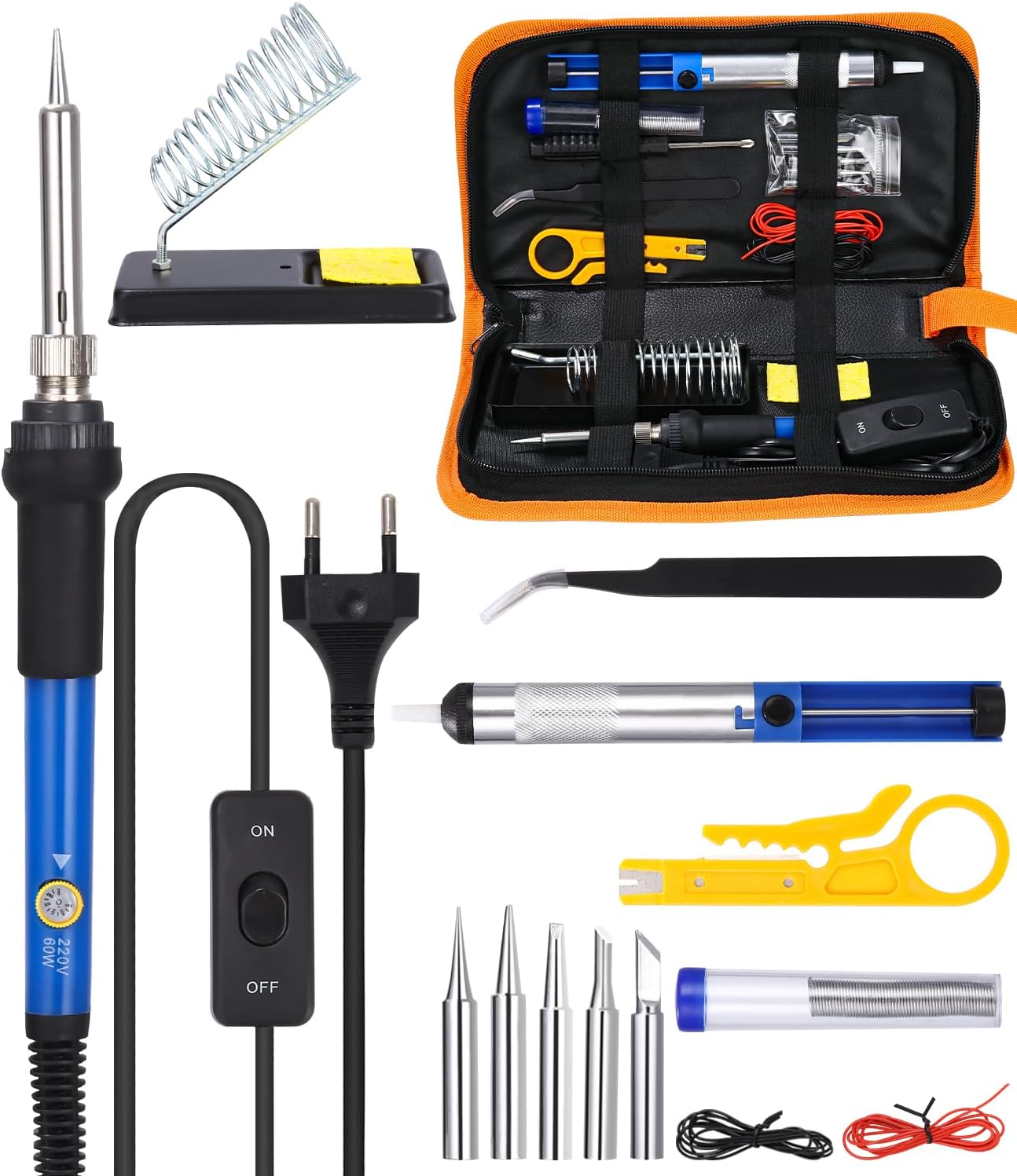 Fer à Souder, 60W Kit de Fer a Soudure 16 PCS, Fer à Souder Etain de Précision, Temperature ...