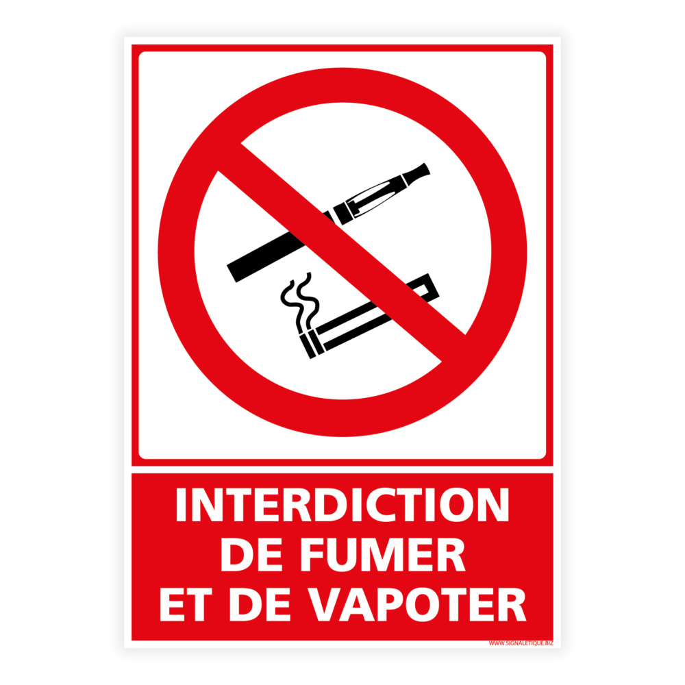 PANNEAU INTERDICTION DE FUMER ET DE VAPOTER (N0183) 210 x 300 mm ...