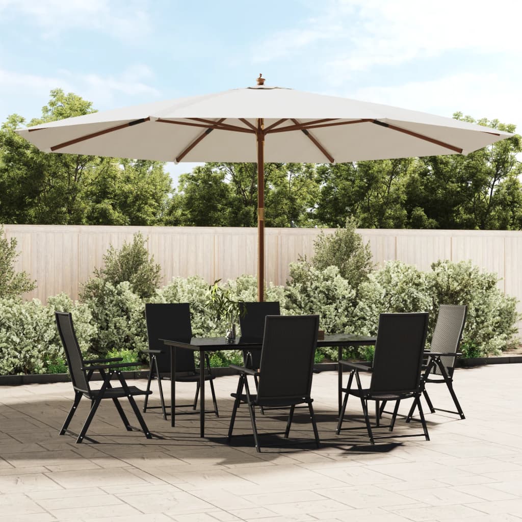 Parasol de jardin Ø400 cm sable, mât bois dur, tissu polyester anti-UV ...