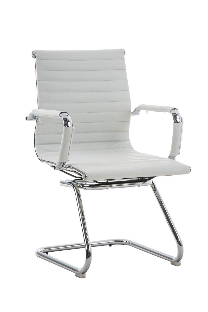 Chaise visiteur Roman cuir véritable blanc | Leroy Merlin