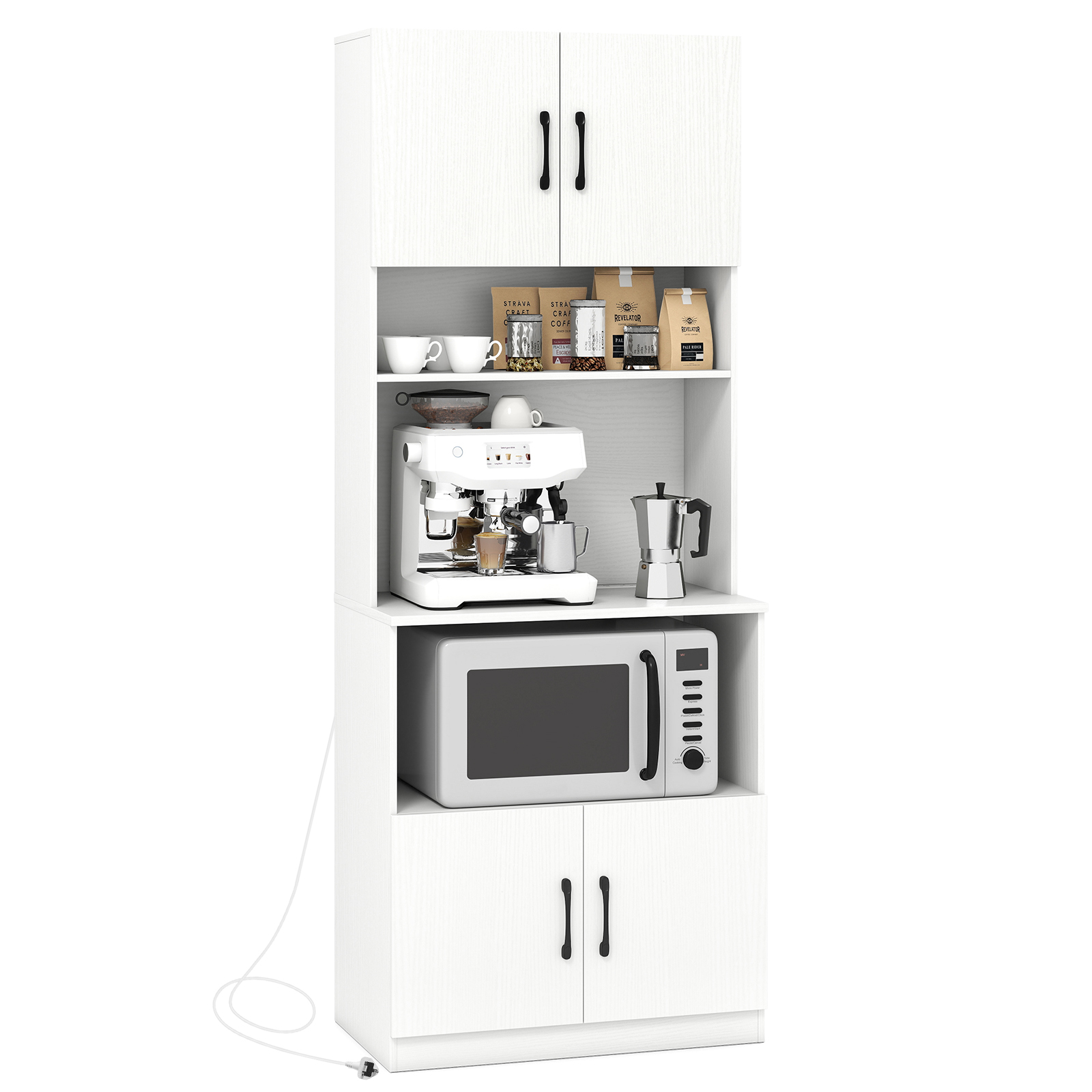 Buffet de Cuisine Étroit et Autoportant avec Prises Électriques, avec 4 ...