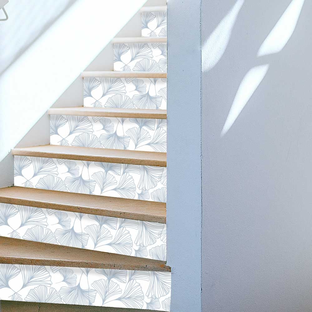 Contremarche PVC adhésivé CAPUCINE - Floral Bleu - Lot de 8 : L100 x ...