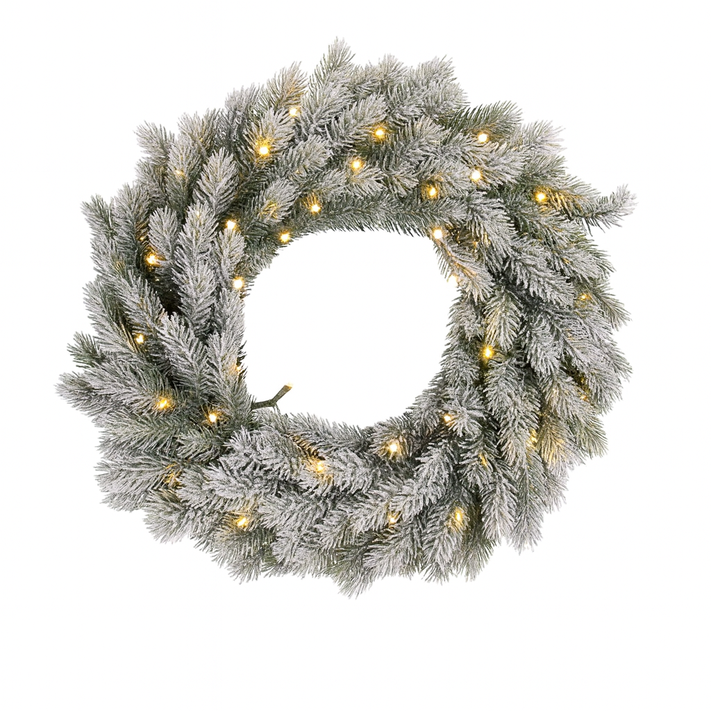 Corona nevada "Clara" en PE efecto Real Touch Ø 50 cm con LED ...