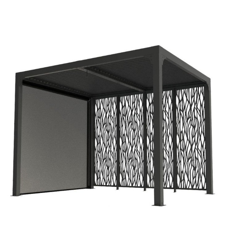 Pergola Bioclimatica 240x300 in Alluminio con Tenda e Pannelli Grigio ...