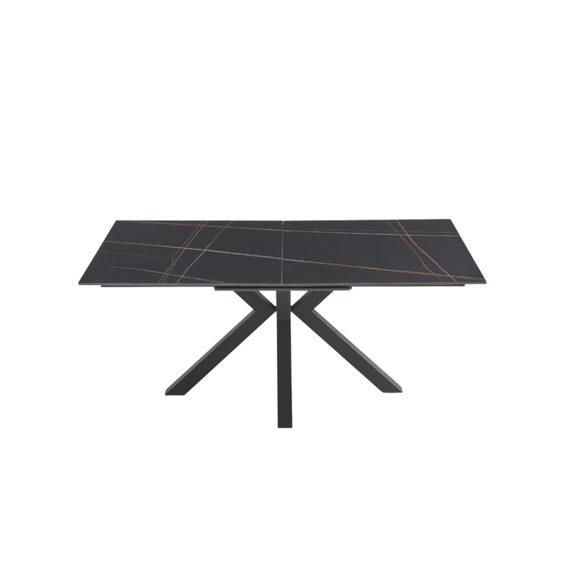 Table extensible effet marbre noir avec rallonge centrale 180/240x100 ...