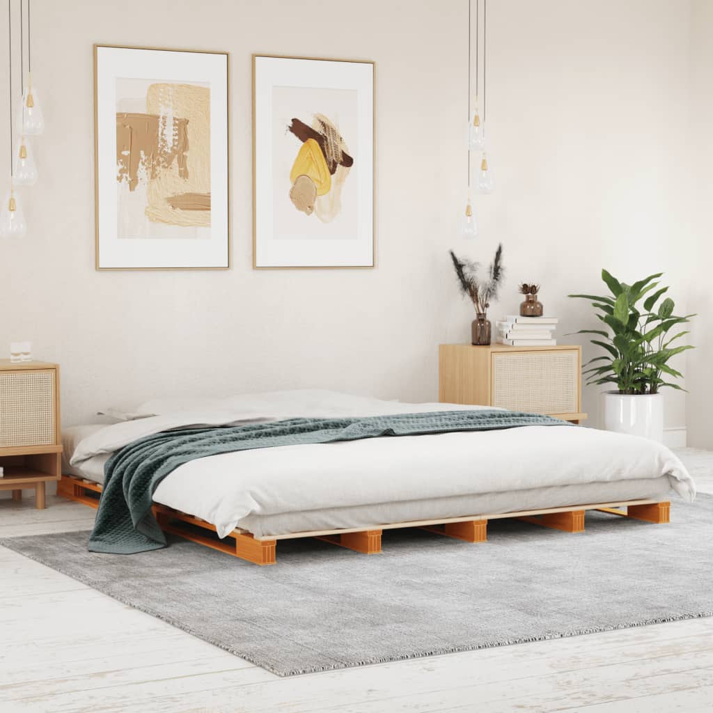 Lit de palette sans matelas cire marron 180x200 cm pin massif | Leroy ...