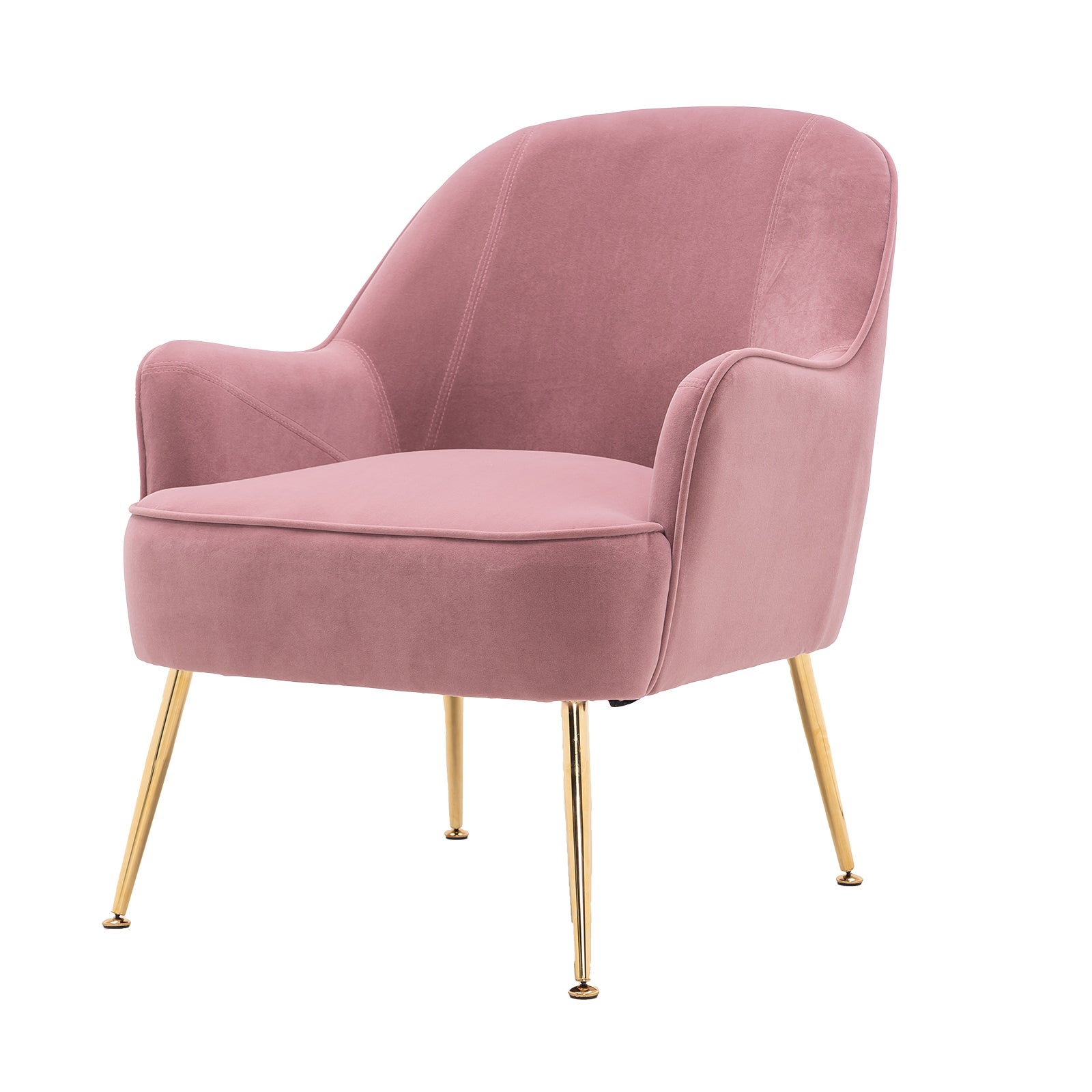 Fauteuil Accent Moderne en Velours Doux avec Pieds Dorés et Pieds Réglables, Fauteuil ...