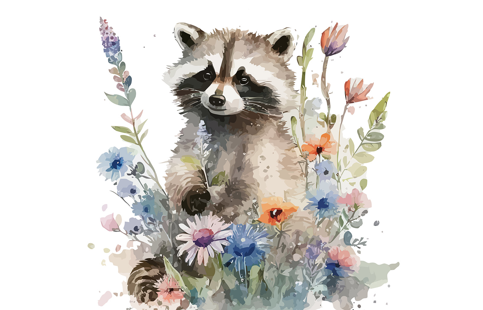 Papier peint panoramique Enfants - Raton Laveur fleurs - Largeur 498 cm ...