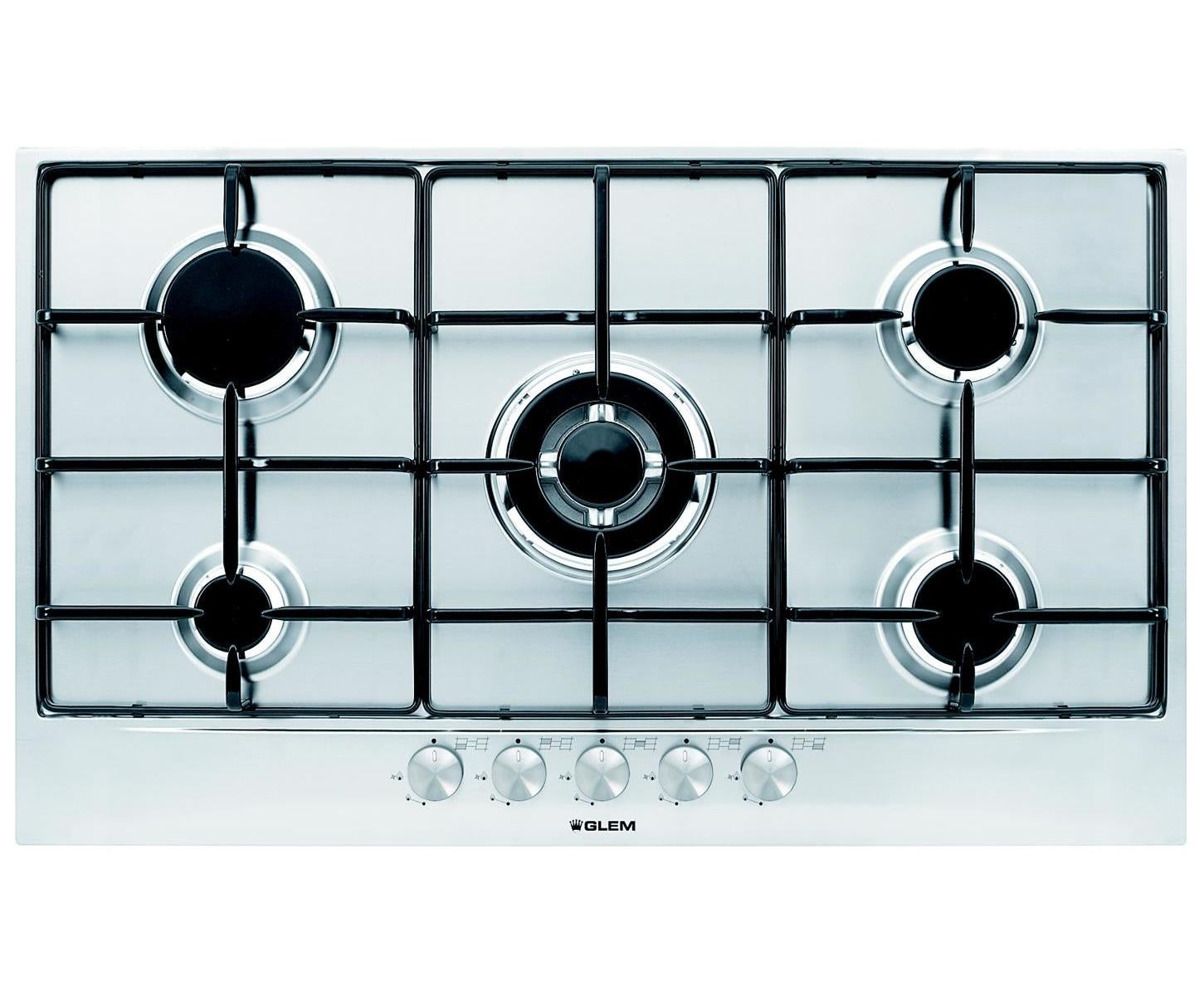 Table de cuisson Glem Gas GT955IX Inox Encastrable 90 cm 5 feux | Leroy ...