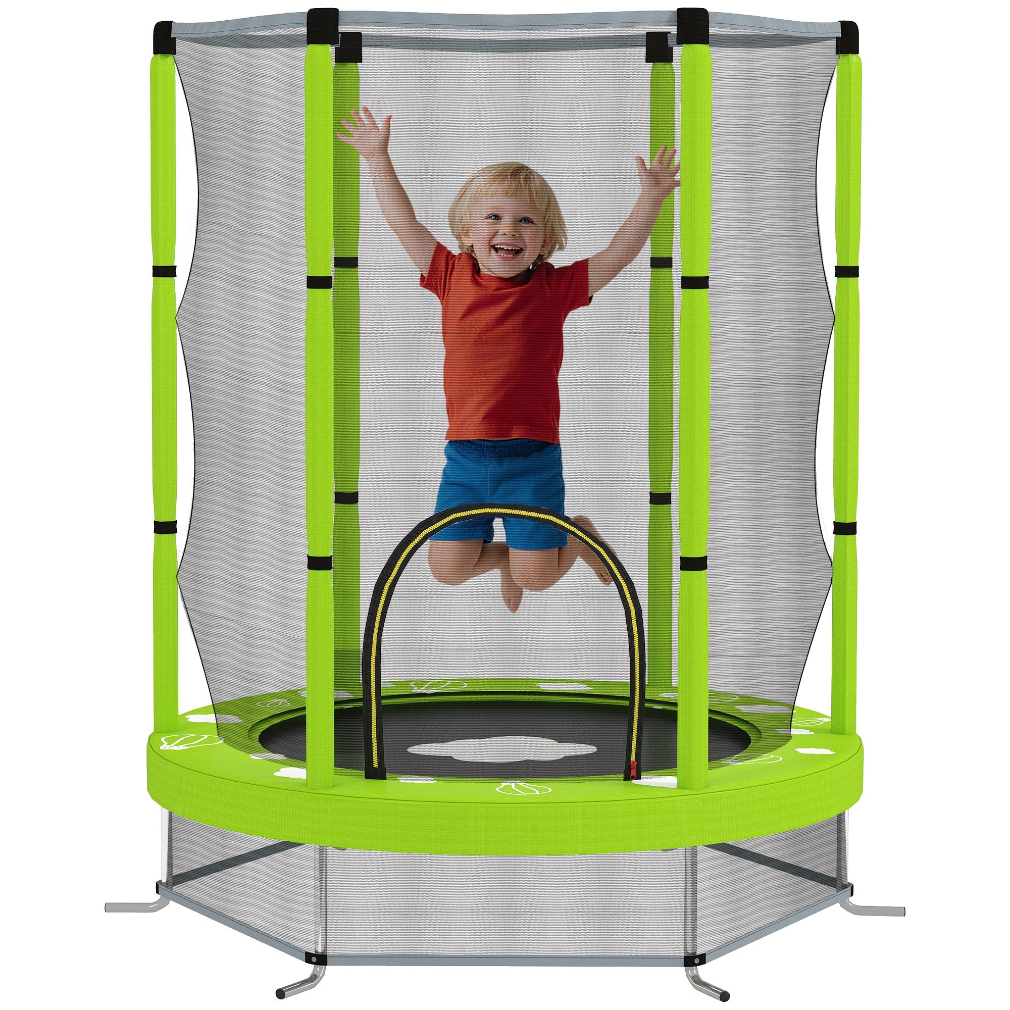 4.6ft Toddler Trampoline w/ Safety Enclosure Net, for Indoor Outdoor ...