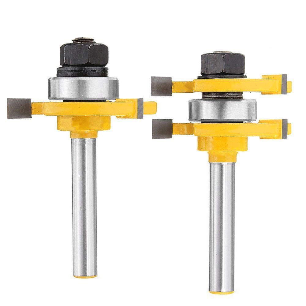 6.35mm Queue Langue Appariée et Fraise de Rainure Set 3 Dents Forme T Cutter en Bois de Coupe ...