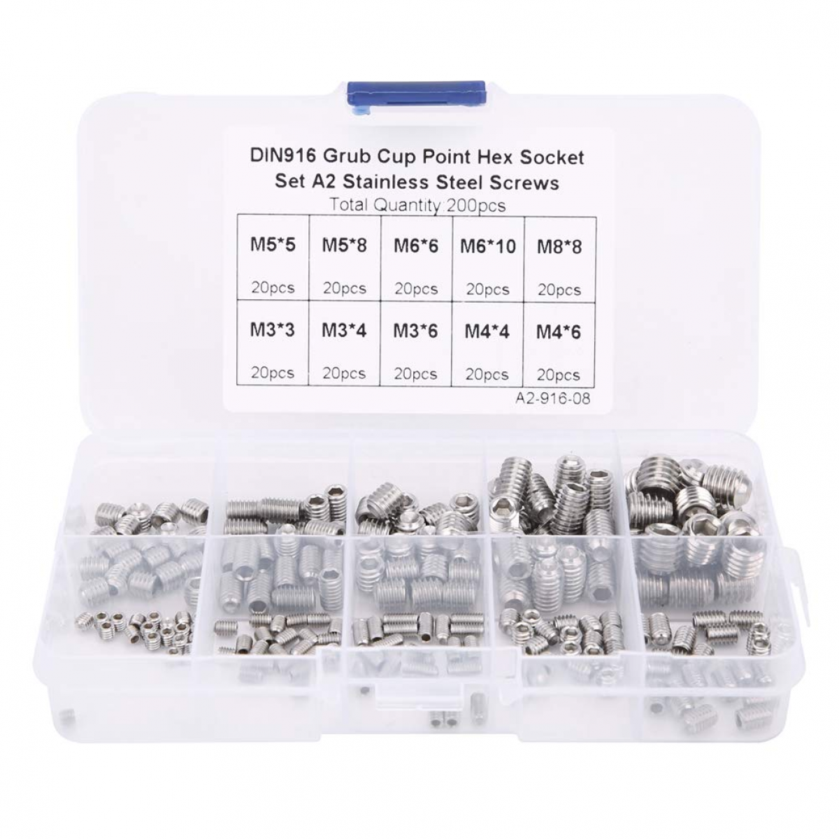 Lot de 200 vis sans tête à six pans creux en acier inoxydable M3/M3 ...