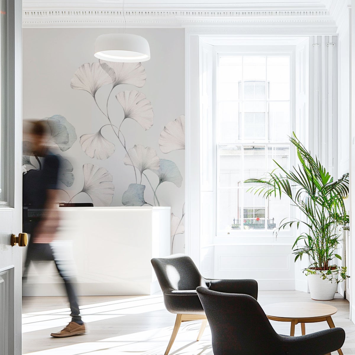 Carta da parati panoramica Fiori di ginkgo, Grigio 300 x 250cm | Leroy ...