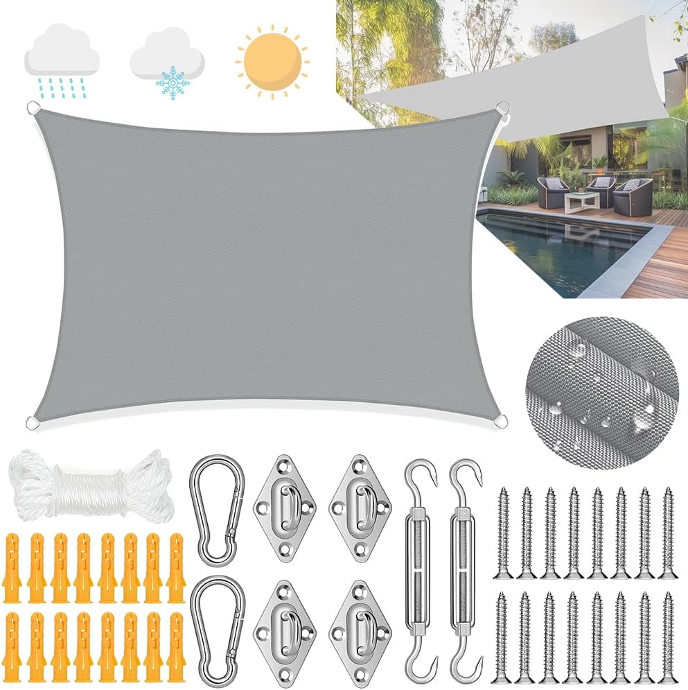 Voile d'ombrage 3 x 4 m 3 x 4 m Étanche œillets Voile d'ombrage ...