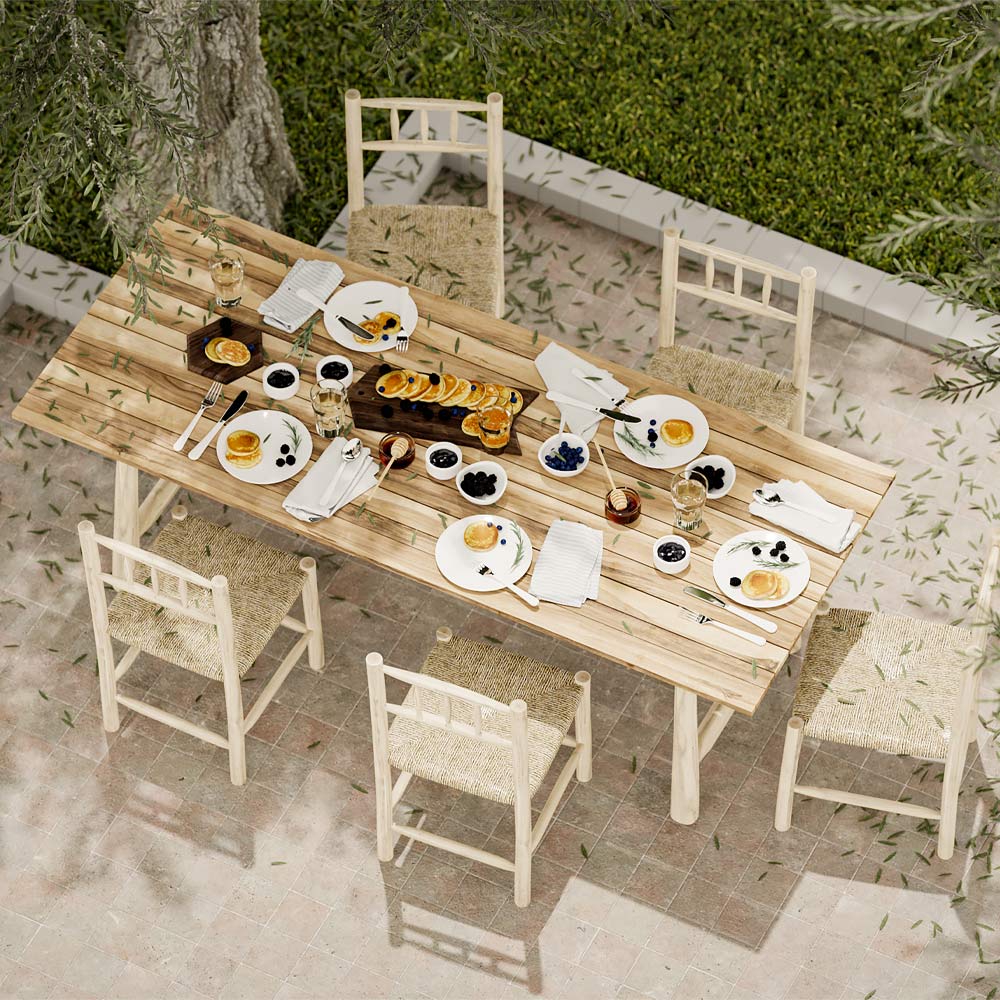 Table de jardin 220 cm en branche de teck - Morillo | Leroy Merlin