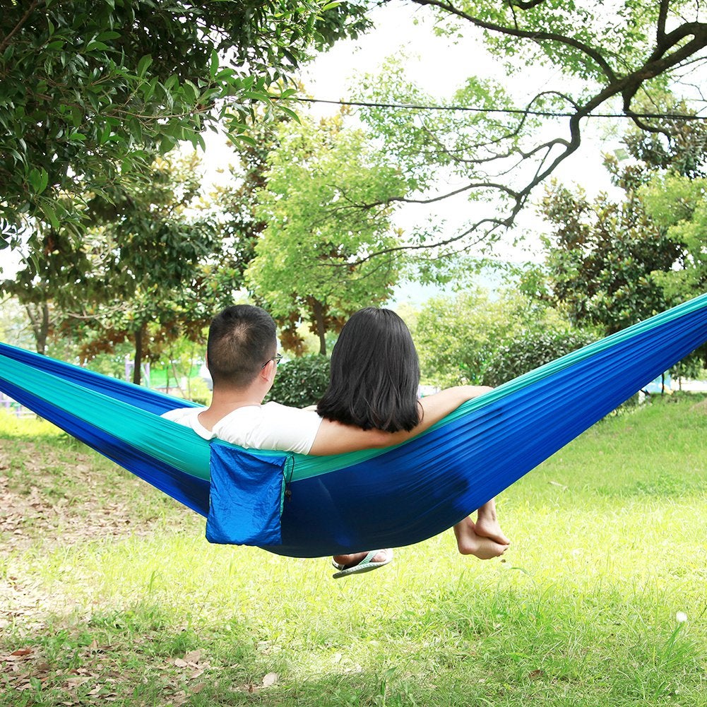 Hamaca de viaje portátil para camping con correa para árbol (azul claro ...