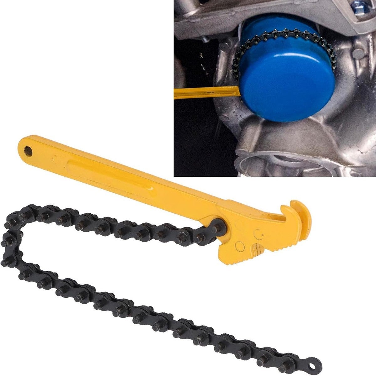 CHIAVE A CATENA REGOLABILE 23,5CM ACCIAIO LEGATO PER TUBI FILTRI OLIO ...