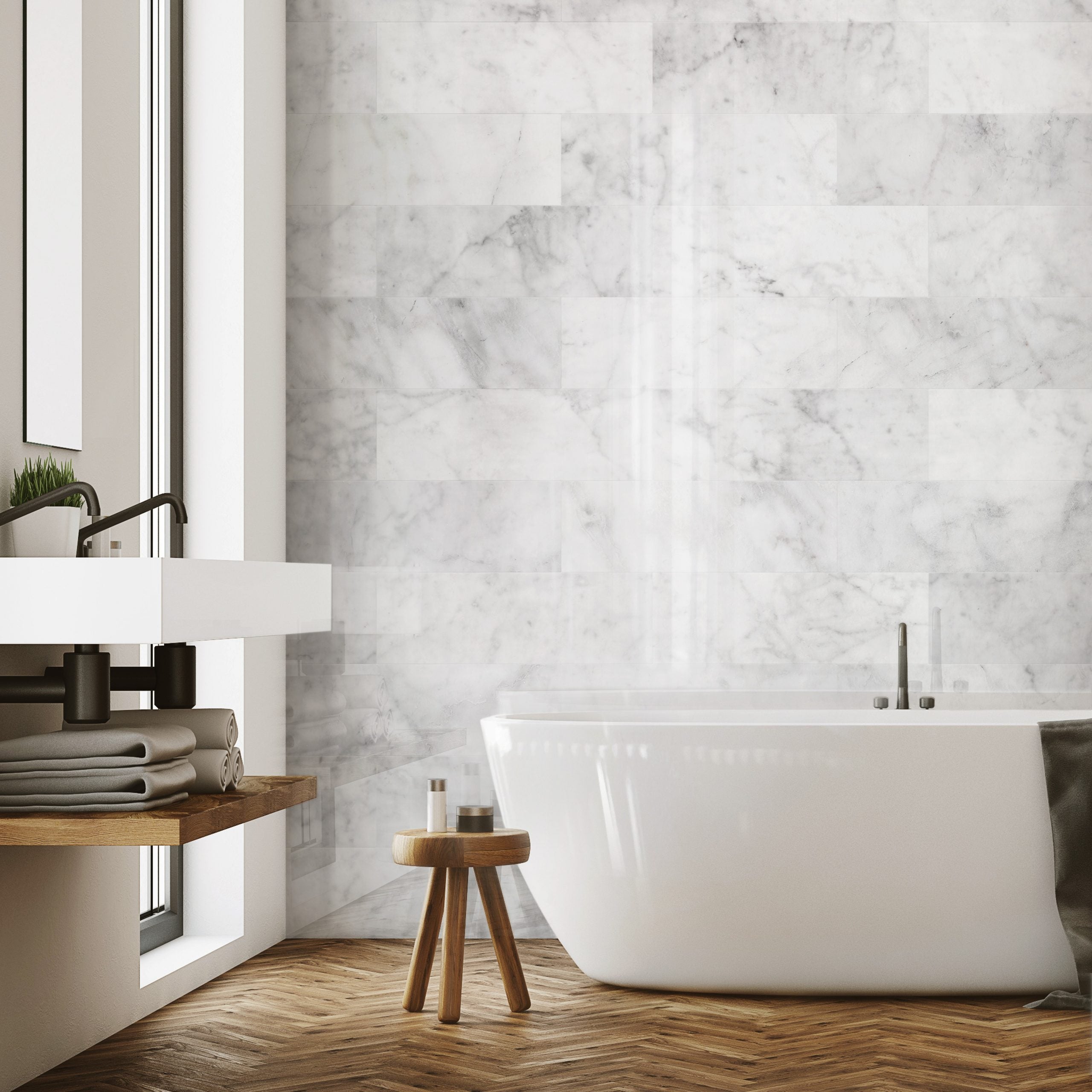 Veritable Marbre de Carrara Italien Poli 19,8x61 cm – Carrelage Sol et ...